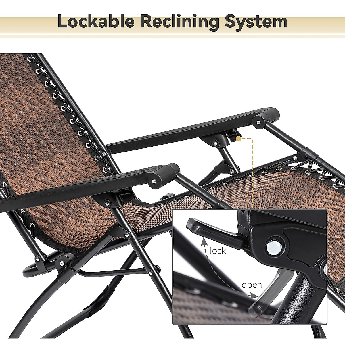 Incbruce Zero Gravity Folding Recliner Chair, Adjustable Patio Lounge Chaise, Outdoor Wicker Rattan Furniture with Cup Holder and Pillow for Poolside, Yard, Beach (Brown)