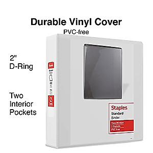 Staples 2661486 Standard 2-Inch 3-Ring View Binders White 6/Carton (26444Ct)