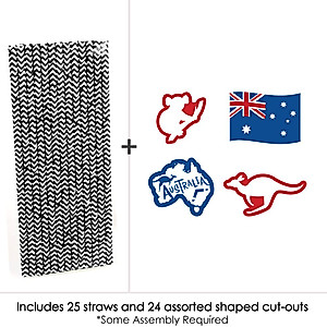 Big Dot of Happiness Australia Day - Paper Straw Decor - G’Day Mate Aussie Party Striped Decorative Straws - Set of 24