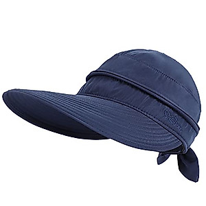 Simplicity Packable Sun Hat Women UV Protection Summer Hat Sun Hats w/Ponytail Dark Blue