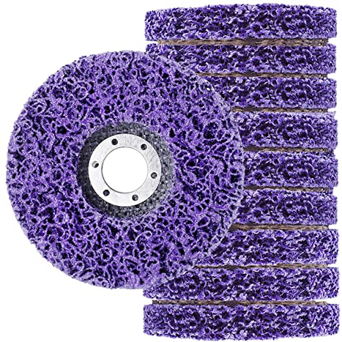 Mornajina 10 Packs 4-1/2" x 7/8" Strip Discs Stripping Wheel for Angle Grinders, Paint Removal Disc, Rust Stripping Wheel, Remove Scaling and Oxidation(Purple)