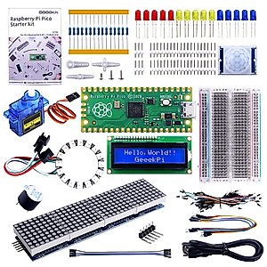 GeeekPi Basic Starter Kit for Raspberry Pi Pico, with Breadboard, I2C 1602 LCD Display Module, 9g Mirco Servo for Raspberry Pi Beginners & Software Engineer