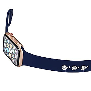 3Pcs Bling Metal Decorative Nails Studs Compatible with Apple Watch Band 45/44/42/41/40/38mm Silicone Bands for Women iWatch Series 7 6 5 4 3 2 1 Se Stylish Personalize SmartWatch Accessories (heart, Silver)