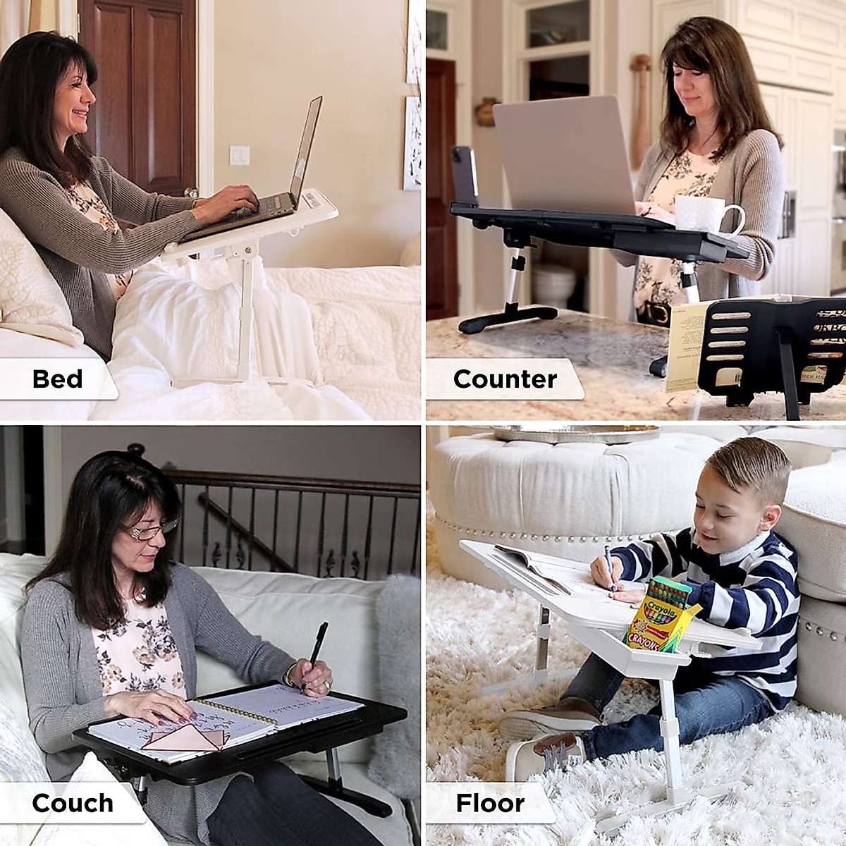 Limitless TotalDesk Portable Modern Workstation and Lap Desk with Adjustable Height & Tilt (Black)