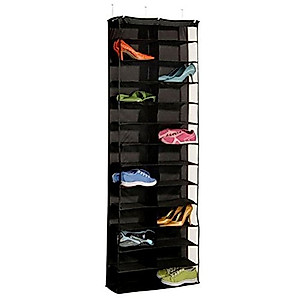OUNONA 26 Large Pockets-Over the Door Hanging Shoes Organizer,Closet Shelves Rack Hanging Storage Space Saver(Black)