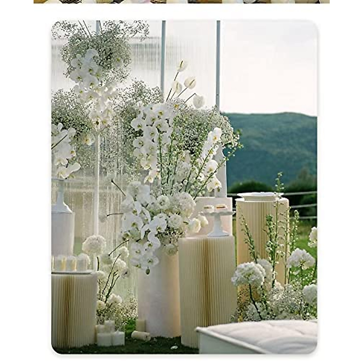 Foldable Paper Columns Display Pedestals Stands for Wedding Engagement Birthday Party Decoration (Cream White, L+XL+XXL (D12"))