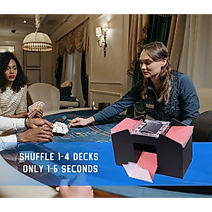 GSE Games & Sports Expert 4-Deck Automatic Card Shuffler, Battery-Operated Electric Shuffler Machines for Playing Cards, Blackjack, Texas Hold'em, Canasta, UNO, Rummy, Bridge