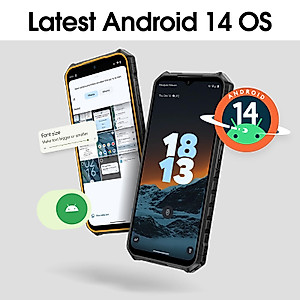 Ulefone Unlocked Rugged Phones, Armor X13 (12+64GB), 50MP Rear Camera, 24MP Night Vision Camera, Android 14 OS Rugged Smartphone, 6.52” Screen, 6320mAh, NFC, GPS, Dual 4G Mobile Phone- Black