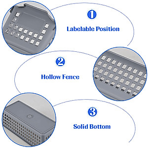 Hayixia Gray Plastic Slim Storage Basket, Small Shelf Organizer Basket Tray, Set of 12