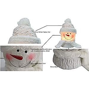 HutHomery Lighted Christmas Snowman Lamp, Electric Glass Snowman Ball Night Lights with Santa Claus Hat for Xmas Holidays Home Décor