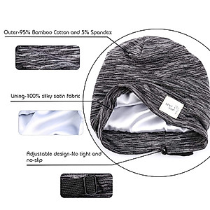 sent hair Kids Satin Lined Bonnet Silk Slouchy Beanie for Natural Hair Adjustable Sleep Bonnet Slap Cap for Kids/Child/Teens (4-10 Years Old,Black)