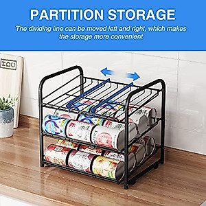 AIYAKA 3 Tier Stackable Can Rack Organizer,for food storage,kitchen cabinets or countertops,Storage for 36 cans,2-piece,Black