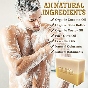 Luxury Triple Milled Mens Gift Set Handmade Soap Bar. Artisan Soap Cold Process Soap Bar! Men Gift Set includes Tea Tree, Cedar, Sandalwood, Charcoal, Spearmint & Pine Tar Soap Natural Bar Soap Set