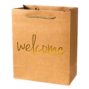 Crisky Welcome Gift Bags 25 Pcs Wedding Welcome Bags for Hotel Guests Shopping Bags Party Bags Gift Bags Retail Bags， 4x8x10 inch