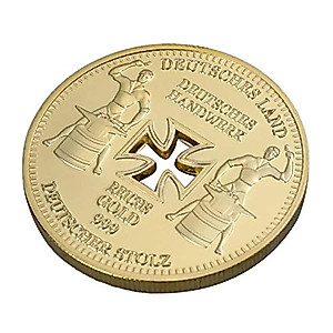 Amosfun German Imperial Bank Gold-Plated Commemorative Coins Germany Cross Eagle Challenges Coin Collectibles