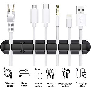 SOULWIT Cable Holder Clips, 3-Pack Cable Management Cord Organizer Clips Silicone Self Adhesive for Desktop USB Charging Cable Nightstand Power Cord Mouse Cable Wire PC Office Home