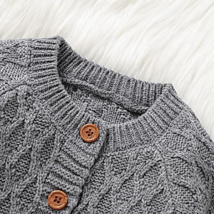 Hadetoto Newborn Baby Sweater Romper Knit Outfits Long Sleeve Jumpsuit with Warm Hat for Infant Boy Girl