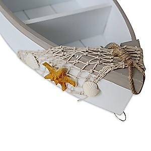Grace Home Beach Theme Display Boat with 3 Shelves with Fish Net and Star Fish/Shell 16.5" H