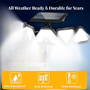 Neloodony Solar Lights Outdoor, 5 Heads Motion Sensor Outdoor Lights, IP65 Waterproof Solar Outdoor Lights, 329 LED Outdoor Lights for Garden, Patio, Yard, Garage, Front Door.