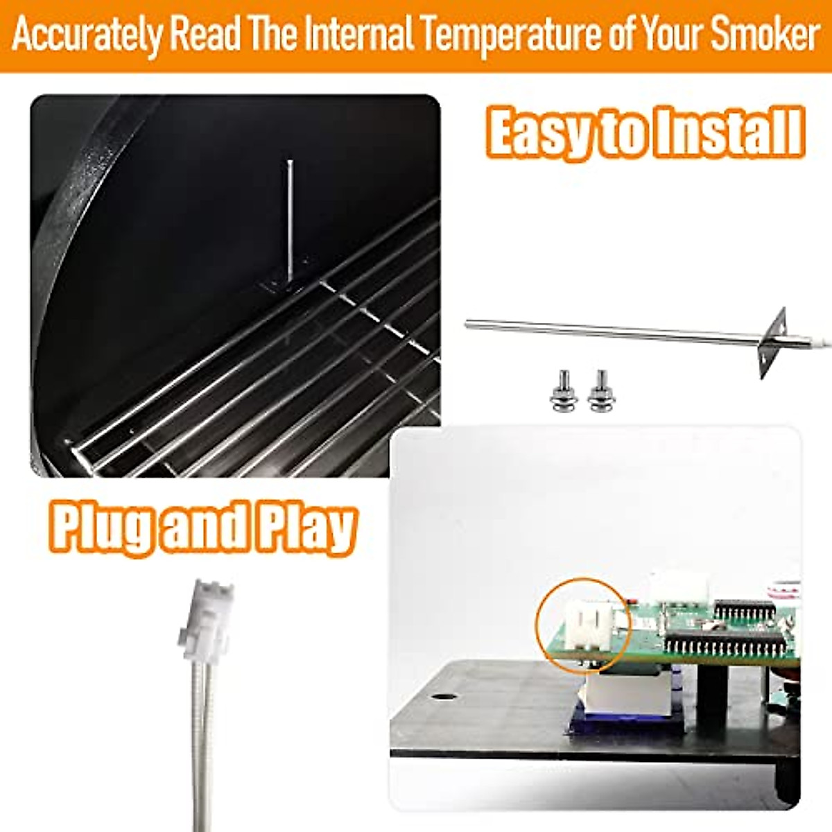 Digital Thermostat Controller Kit Replacement Parts Compatible with Camp Chef Wood Pellet Grills Smoker PG24STX/PG24XT/PG24S/PG24WWS, Include Meat Probe, Temperure Sensor Probe, and Igniter Hot Rod