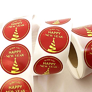 Happy New Year Stickers for Package Seals,Stickers for Cards Envelopes Package Boxes,1.5 Inch 500 Pcs