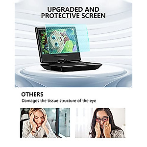 12.5" Portable DVD Player with 10.1" Large HD Swivel Screen, 5-Hour Built-in Rechargeable Battery, Car Headrest Case, Car Charger, Support USB/SD Card/Sync TV, Black