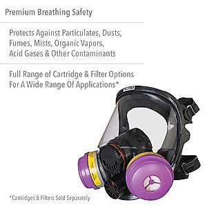 Honeywell Home 760008A North Safety Products, 7600 Series Full Facepiece Respirator, Dual Cartridge, Medium/Large