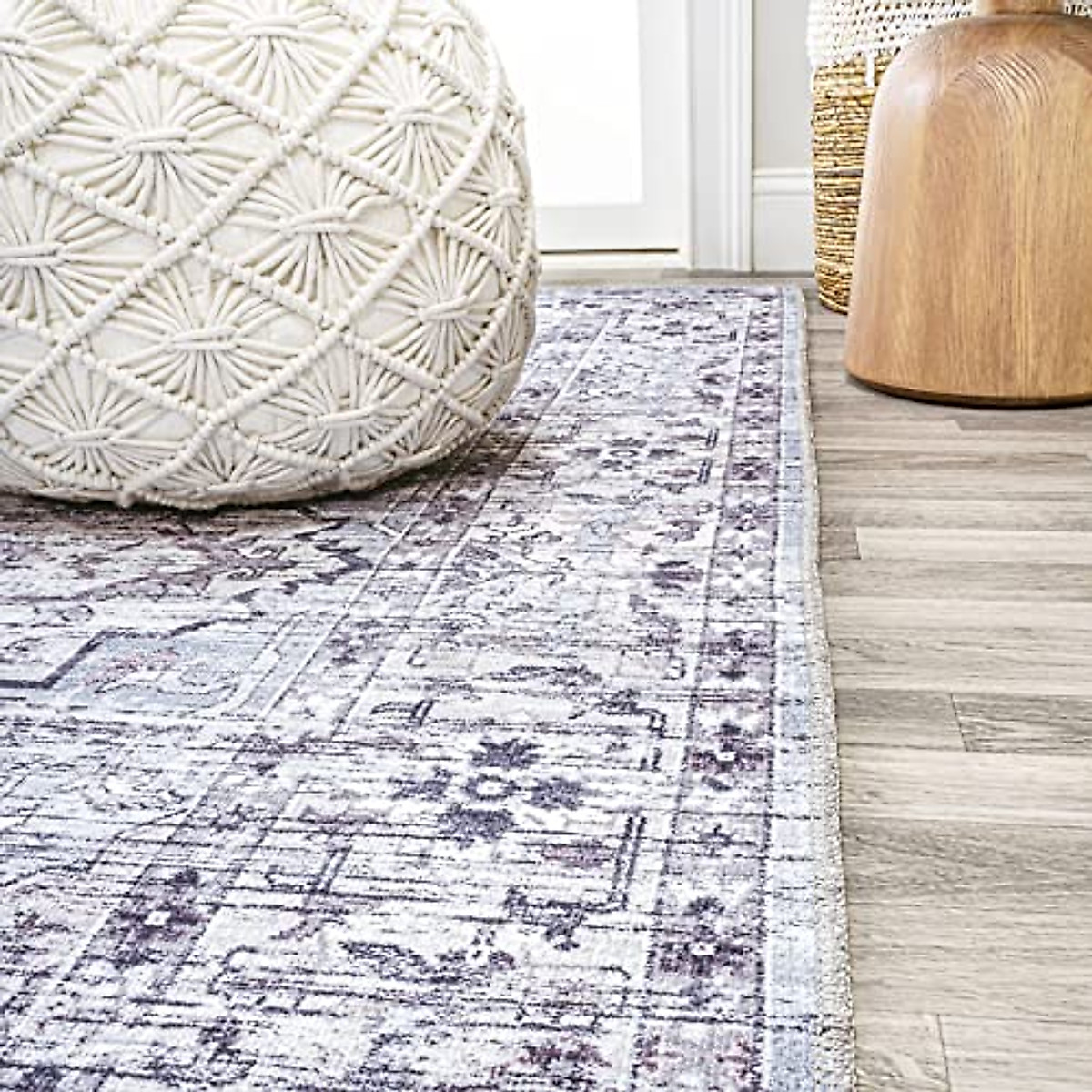 JONATHAN Y WSH102A-3 Didim Boho Gray Medallion Machine Washable Indoor Bohemian Transitional Area Rug,High Traffic,Kitchen,Living Room,Backyard,Non Shedding,3 X 5,Gray/Purple