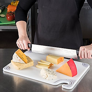 San Jamar Saf-T-Grip Plastic Cutting Board with Safety Hook, 12" x 18" x 0.5", White