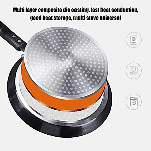 8in Frying Pan Flat Bottomed Pancake Pan, Maifan Stone Frying Pan Induction Cooker Non-stick Pancake for Kitchen Induction Cooker(black)