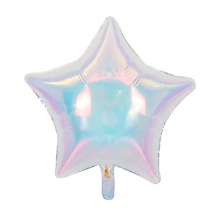 Iridescent Disco Party Foil Balloons With Clear Star Balloons 4D Silver Aluminum Balloons,for Birthday, Bachelorette Party, 70s 80s Theme Last Disco Party Decorations Supplies (Transparent 4+3)