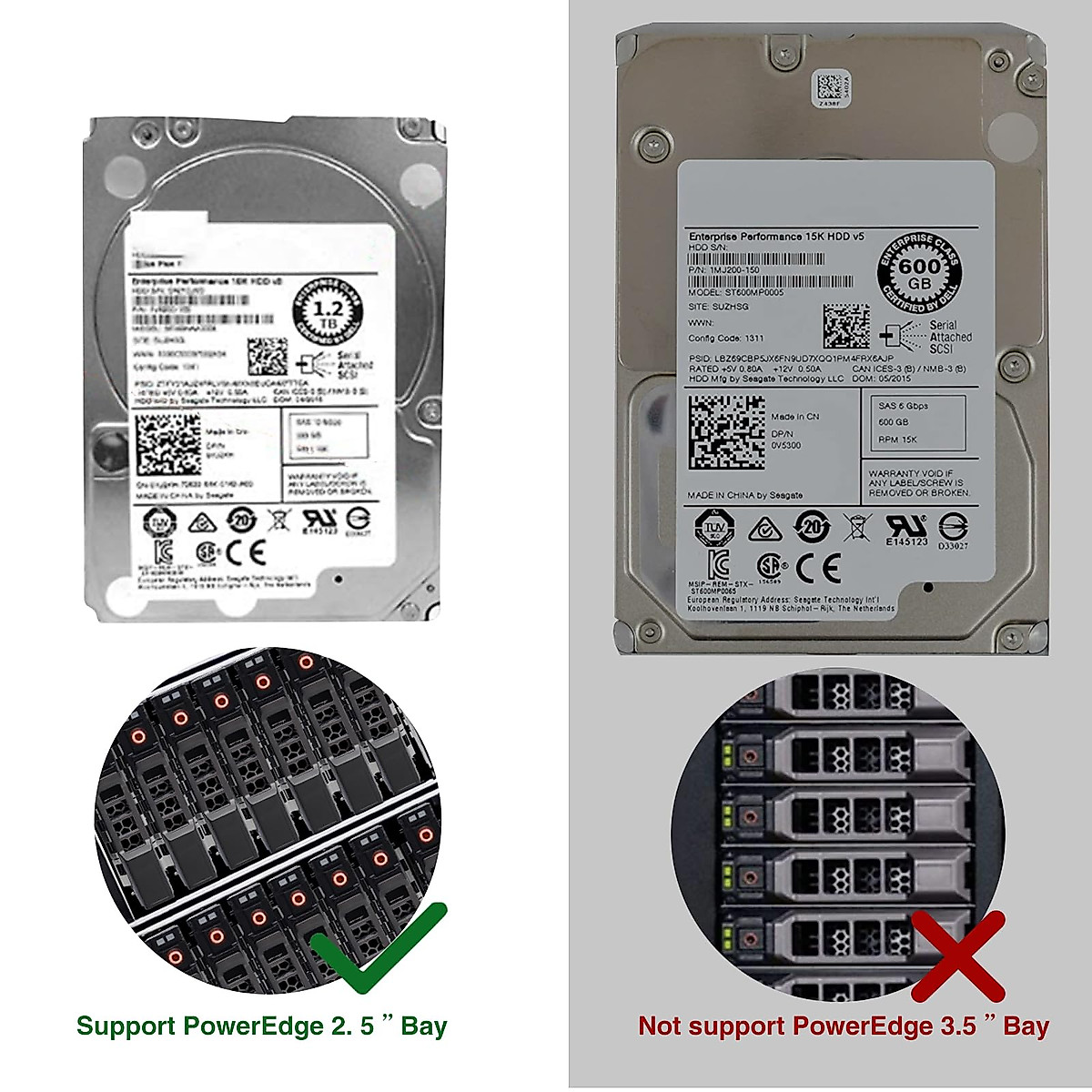 2.5" SAS SATA Hard Drive Tray Caddy Compatible with Dell G176J PowerEdge R610 T610 R620 R710 T710 R720 R815 R820