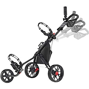 Caddytek CaddyLite 11.5 V3 3 Wheel Golf Push Cart - SuperLite Deluxe, Lightweight, Easy To Fold Caddy Cart Pushcart , Silver , 53.5 x 27 x 45"
