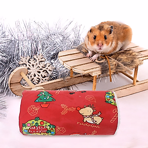 UKCOCO Ferret Toys Hamster Tunnel Plush Hamster Play Tunnels Christmas Warm Tunnel Living Habitats Small Animal Hideout Tubes Bed Toy for Rat Hedgehogs Gerbil Indoor Hammock