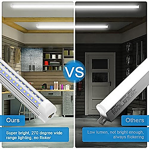 SHOPLED 5FT LED Shop Light, 45W 5850LM 6000K Cool White, V Shape, 5 Foot LED Linkable Ceiling Lights T8 LED Tube Lights Fixture, LED Shop Lights for Garage, Workbench, 4 Pack