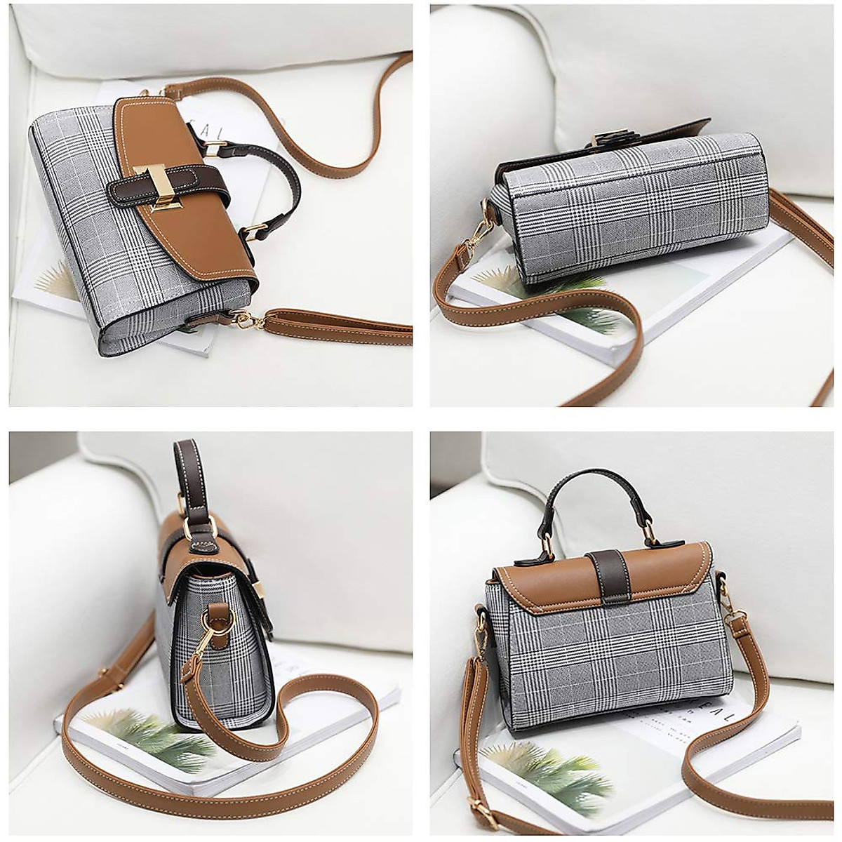 zhongningyifeng Crossbody Purse for Women Shoulder Bag Leather Waterproof Retro Fashion Handbag Small (black)