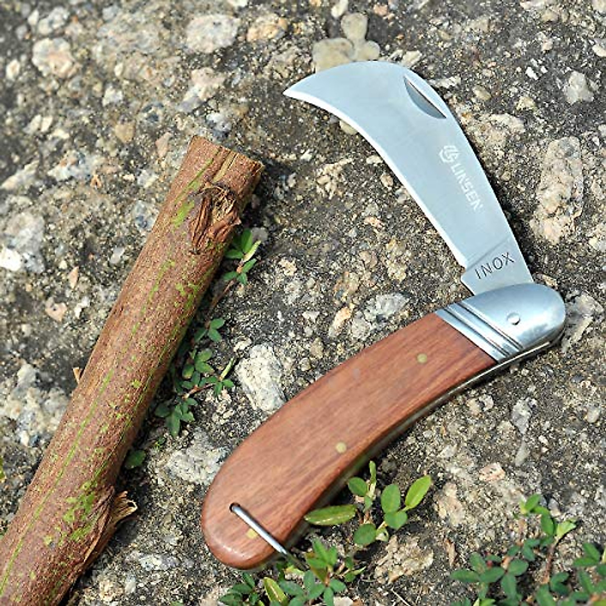 Linsen-outdoor Pruning Knife,Grafting Knife, Stainless Steel Garden Budding Knife, Folding Pocket Knife for Grafting Multi Cutting Tool, Weed Bushes Branches Mushroom Diggig Knife