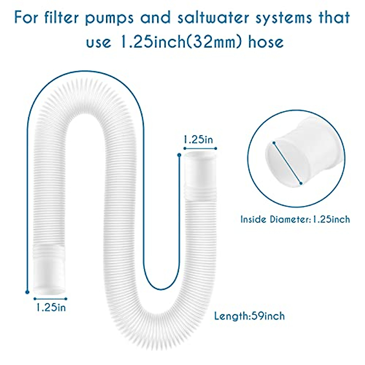 PLULON 3 Pieces Swimming Pool Replacement Hose,1.25Inches Diameter Replacement Hose, Kinkproof PE,Pool Filter Replacement Hose Compatible with filter Pump 330 GPH, 530 GPH, and 1000 GPH