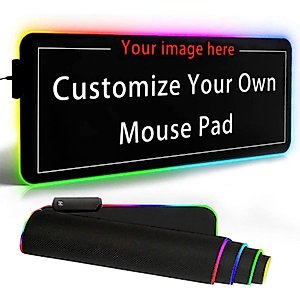 Personalized RGB LED Gaming Mouse Pad Make Your Own Customized Large Gaming Mousepad Custom Mouse Mat for Office Dorm Personalised Gifts Presents for Gaming Lovers Office Mouse Mat VA