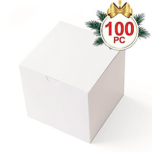 MESHA 3x3x3'' Cardboard Gift Boxes with Lids, Small for Bridesmaid/ Groomsmen Gifts, Cupcakes, Crafting, Party/ Wedding Favor, Bridal/Baby Shower, White 100 Pack