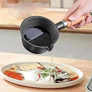 Cast Iron Pot|Butter Melting Pot, Non-Stick Cast Iron Sauce Pot with Wood Handle, Small Cast Iron Melting Pot, Hanging Butter Warmer for Oil Milk Candy Chocolate Style1