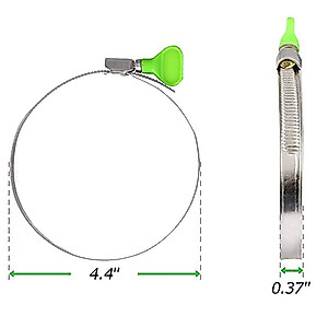 GLIDESTORE 10Pack 4 Inch Hose Clamp, Key Type Adjustable Stainless Steel 4 inch Duct Clamps, Pipe Clamp, Worm Gear Clamps, Dryer Vent Clamp, Thumb Screw Metal Clamps, Easy Turn Clamp, 4” Hose Clamps