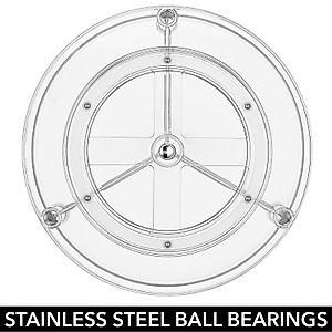 mDesign Lazy Susan Turntable 2-Tier Plastic Divided Spinner for Kitchen Cabinet, Pantry, Fridge, Cupboards, or Counter Organizing, Fully Rotating Organizer for Food - Lumiere Collection - Clear