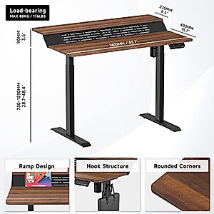 Fenge Standing Desk,55x24 Inches Electric Height Adjustable Stand up Desk,2 Tier Sit Stand Home Office Desk,Memory Computer Standing Table Ergonomic Workstation