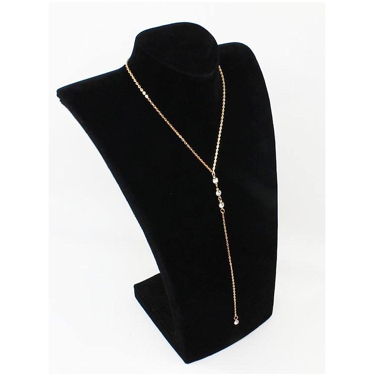 Yheakne Wedding Crystal Backdrop Necklace Gold CZ Y Lariat Necklace Chain Long Rhinestone Y Necklace Bridal Back Necklace Body Jewelry for Women