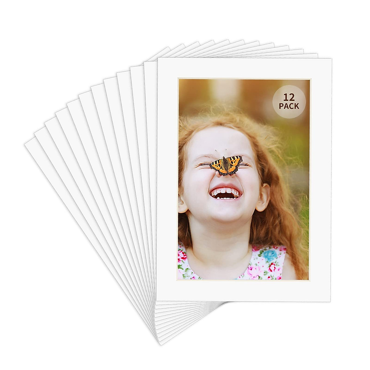 ZBEIVAN 5x7 White Picture Mats with Core Bevel Cut Frame Mattes for 4x6 Pictures- Pack of 12