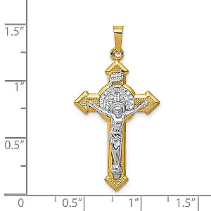 IceCarats 14K Yellow Gold Saint Benedict Medal Inri Lord Jesus Christ Crucifix Holy Cross Necklace Religious Pendant Charm Only