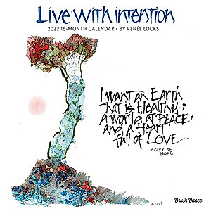 Live with Intention 2022 12 x 12 Inch Monthly Square Wall Calendar by Brush Dance, Art Paintings Inspiration Motivation