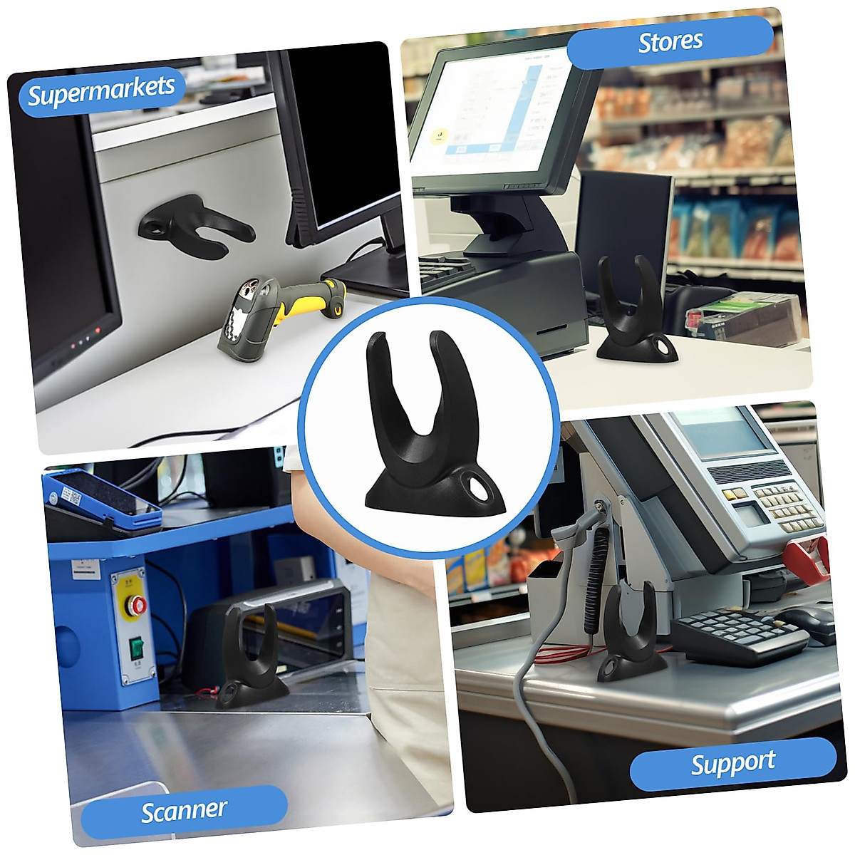 ROMISBABA 2pcs Scanner Bracket Barcod e Scanning Tool Bracket Multifunctional Scanner Stand Scanner Holding Rack Portable Scan Instrument Support Scanning Barcod Scanners Stand Plastic Black