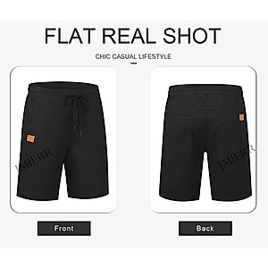 JMIERR Mens Athletic Shorts Casual Cotton Drawstring Summer Beach Twill Chino Dress Golf Workout Gym Running Basketball Shorts, XL, S Black